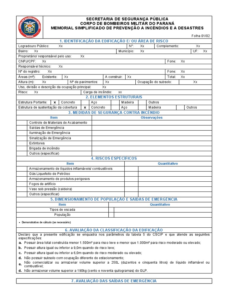 Modelo Memorial Simplificado | PDF | Gás liquefeito de petróleo