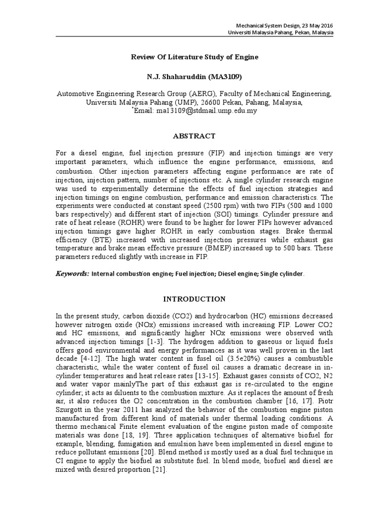 Technicalreportengine MSD | PDF | Internal Combustion Engine | Engines