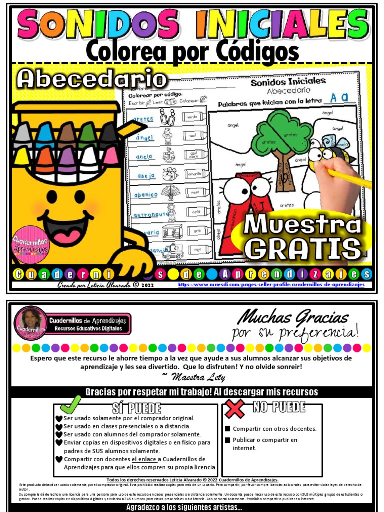Colorea por Códigos: Sonidos Iniciales | PDF