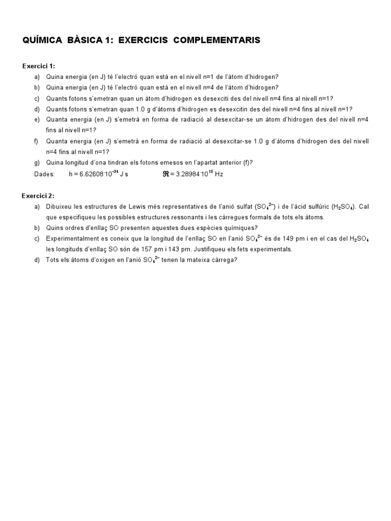 Exercicis - Complementaris (Temes 1,2 I 3) | PDF