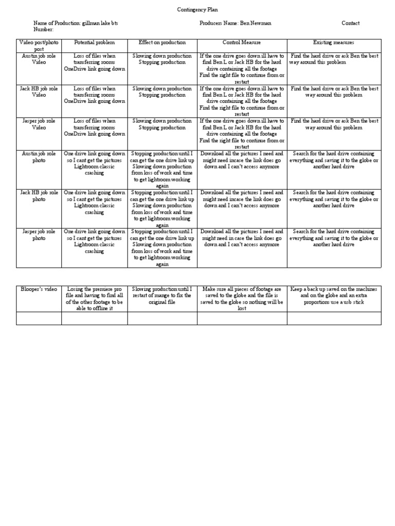 Contingency Plan | PDF | Computing | Software