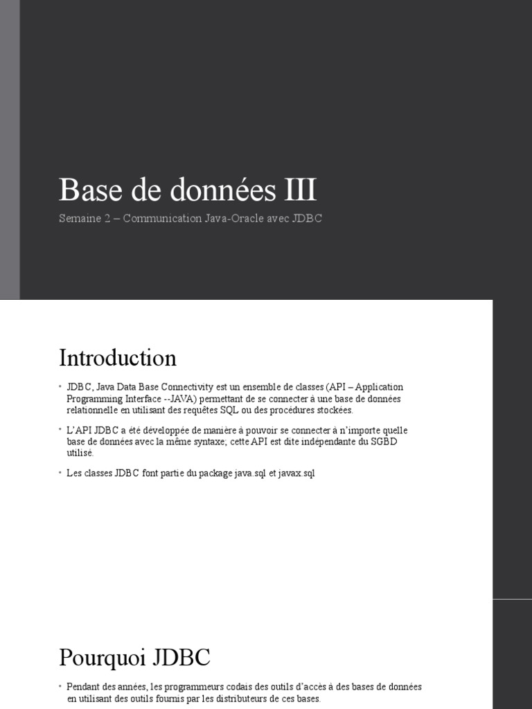 S2 - Communication Java Et Oracle | PDF | Java (Langage de programmation) | Bases de données