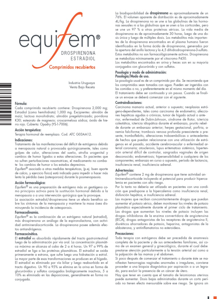 EQUIFEM Comprimidos Prospecto ELEA | PDF | Estradiol | Química