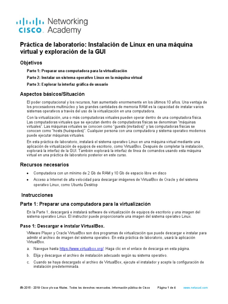 9.1.2.5 Lab - Install Linux in A Virtual Machine and Explore The GUI | PDF | Distribución de ...