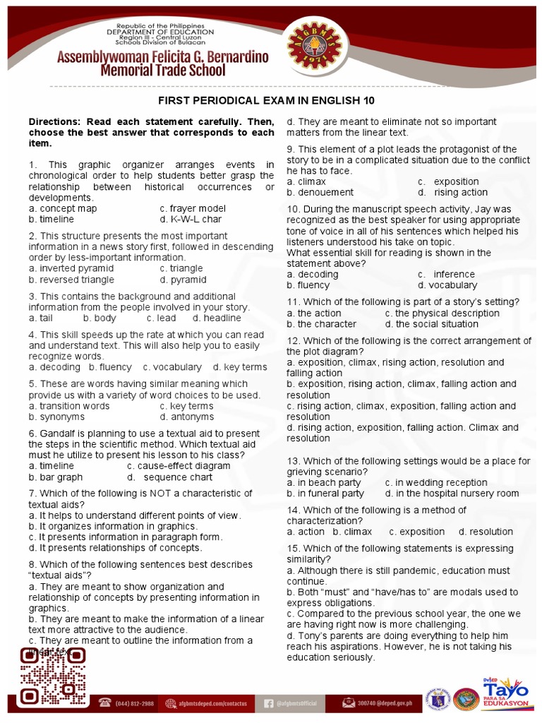 First Periodical Exam in English 10 | PDF | Vaccines