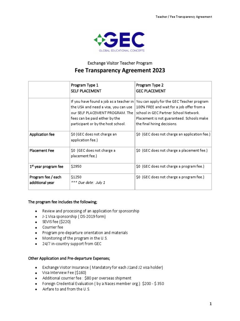 Fee Transparency Agreement 2023 v1022 | PDF Fee Transparency Agreement 2023 v1022 | PDF