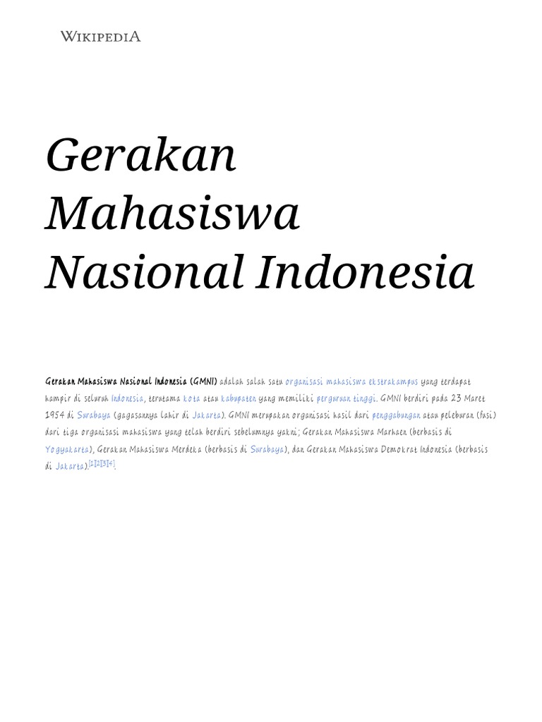 Gerakan Mahasiswa Nasional Indonesia - Wikipedia Bahasa Indonesia ...