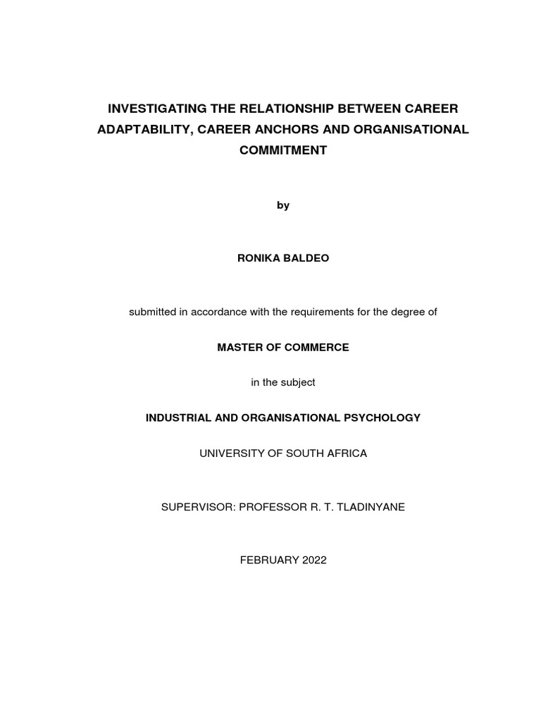 Career Adaptability and Commitment Study | PDF | Statistics | Employee ...