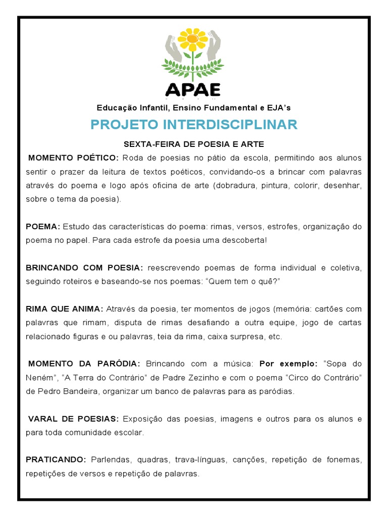 Projeto Interdisciplinar Poesia e Arte | PDF