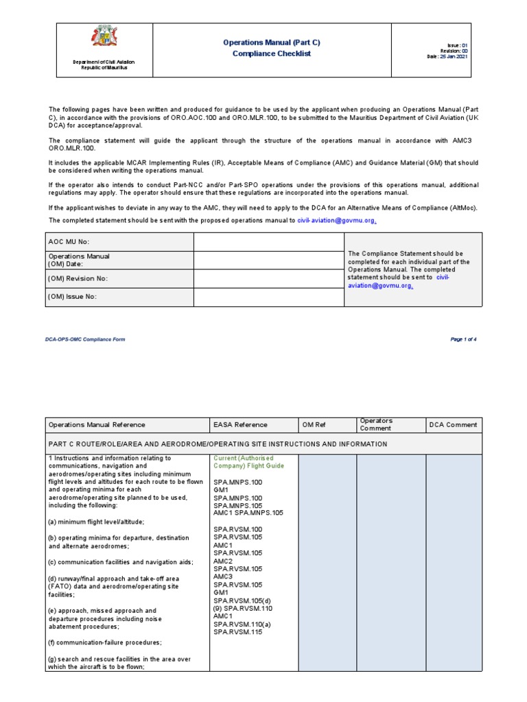 OMC Compliance Checklist | PDF | Regulatory Compliance | Transport Safety
