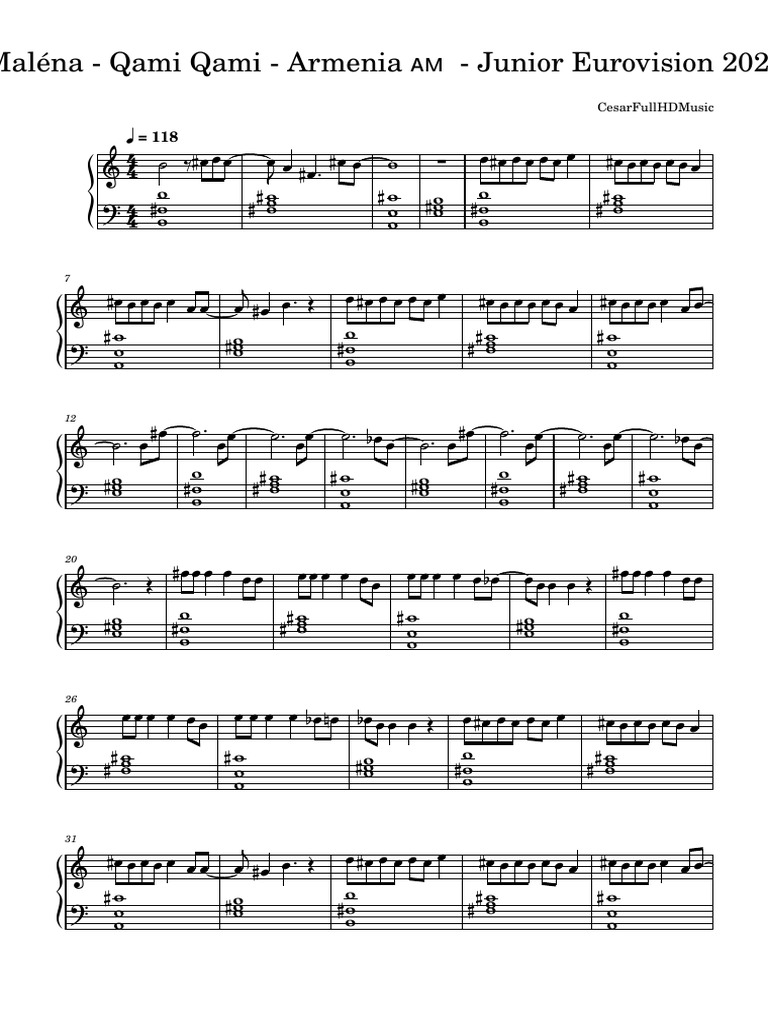 Malena-Qami-Qami-Armenia-??-Junior-Eurovision-2021 Piano | PDF