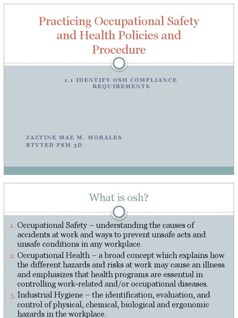 Practicing Occupational Safety and Health Policies and Procedure | Download Free PDF ...