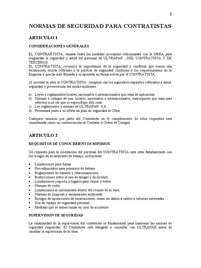 Normas de Seguridad para Contratistas | PDF | Soldadura | Construcción