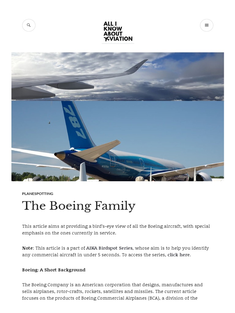 The Boeing Family - All I Know About Aviation | PDF | Boeing | Airliner