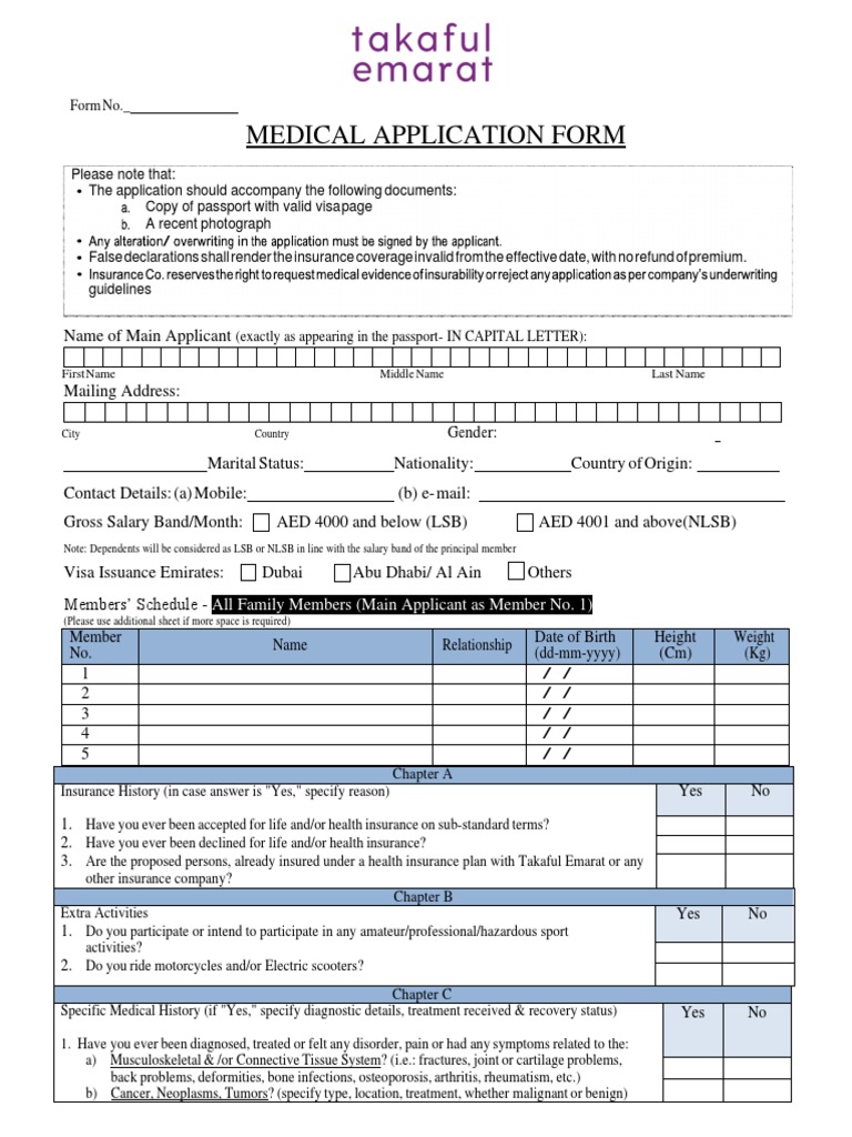 Medical Application Form - June 30 2022 | Download Free PDF | Insurance ...