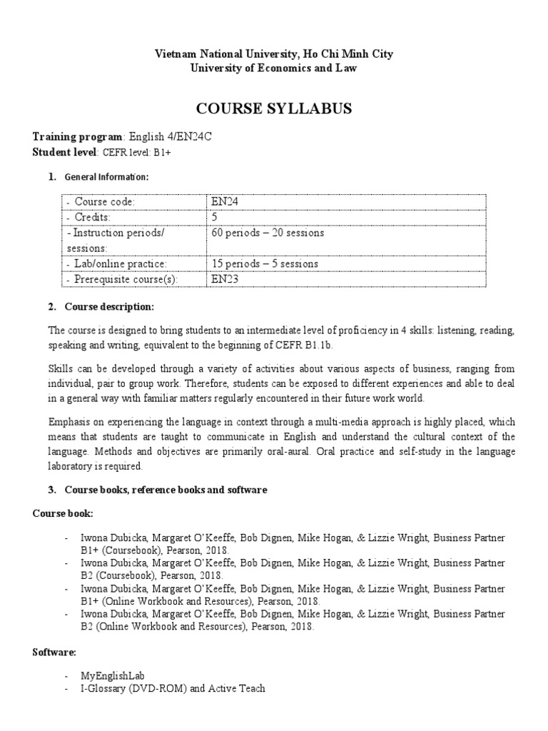Course Syllabus of En24 (CLC) | PDF | Vocabulary | Cognitive Science