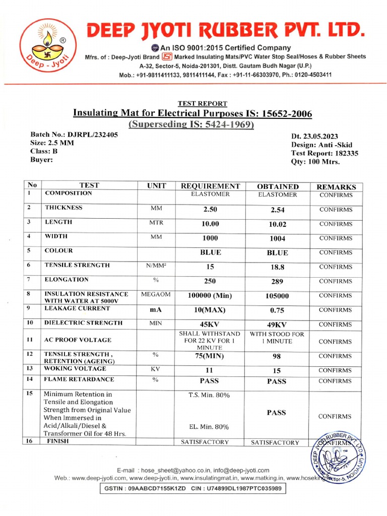 Test Report 2.5mm - Blue Color | PDF