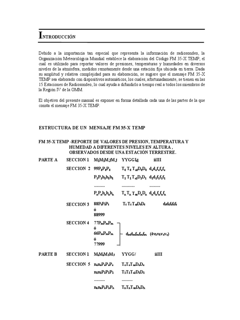 Clave FM 35-x Temp - Servicio Meteorológico Nacional. México | PDF | Pascal (Unidad) | Meteorología