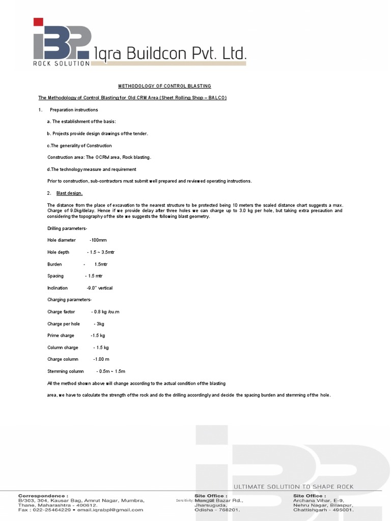 Control Blasting Methodology Overview | PDF | Physical Sciences