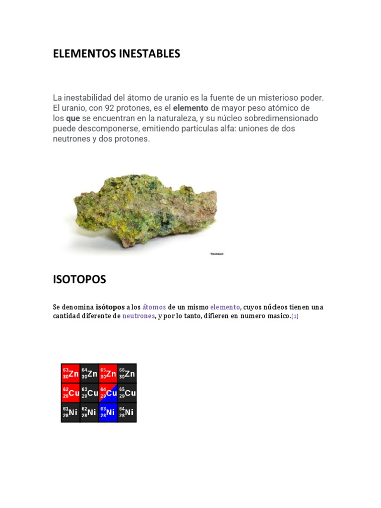 Elementos Inestabes | PDF | Ciencia y matemáticas