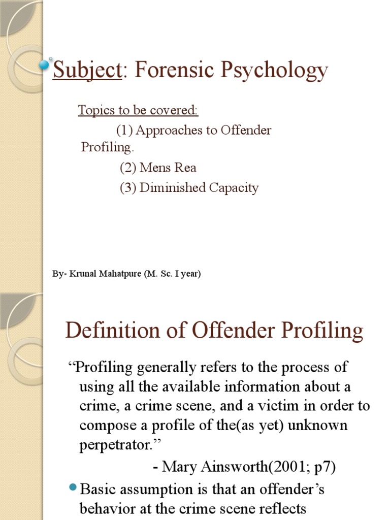 Diminished Capacity Mensrea and Criminal Profiling | PDF | Offender ...