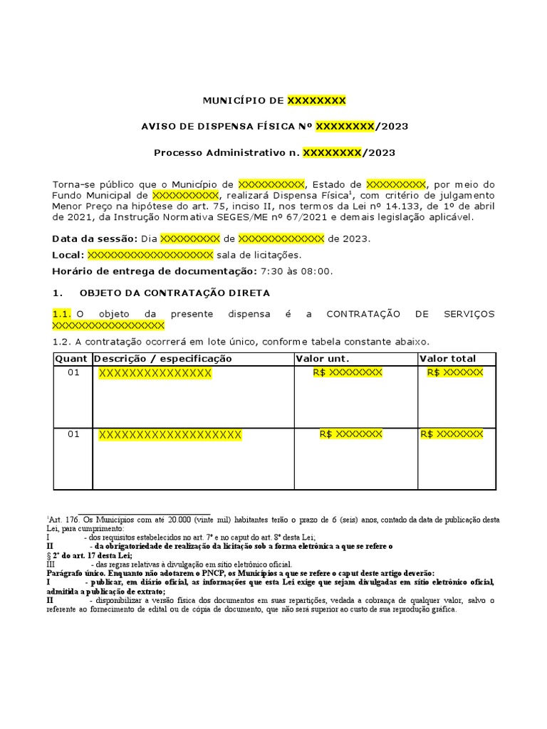 minuta-dispensa-fisica | PDF | Business | Justiça