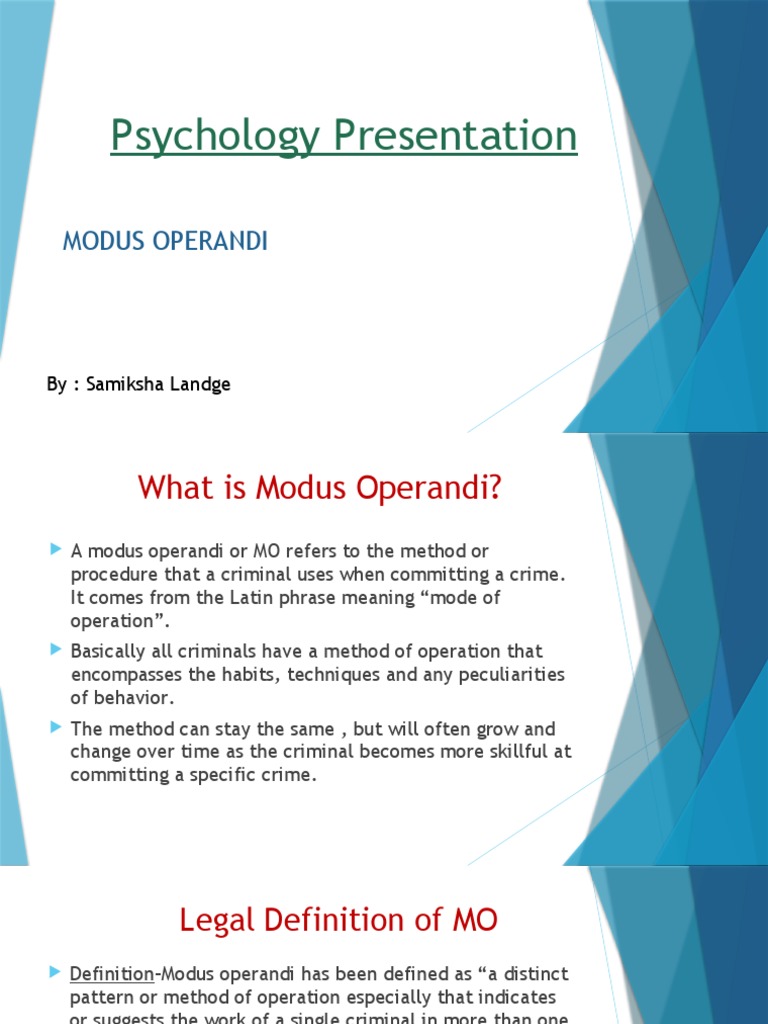 Modus Operandi | Download Free PDF | Crimes | Crime & Violence