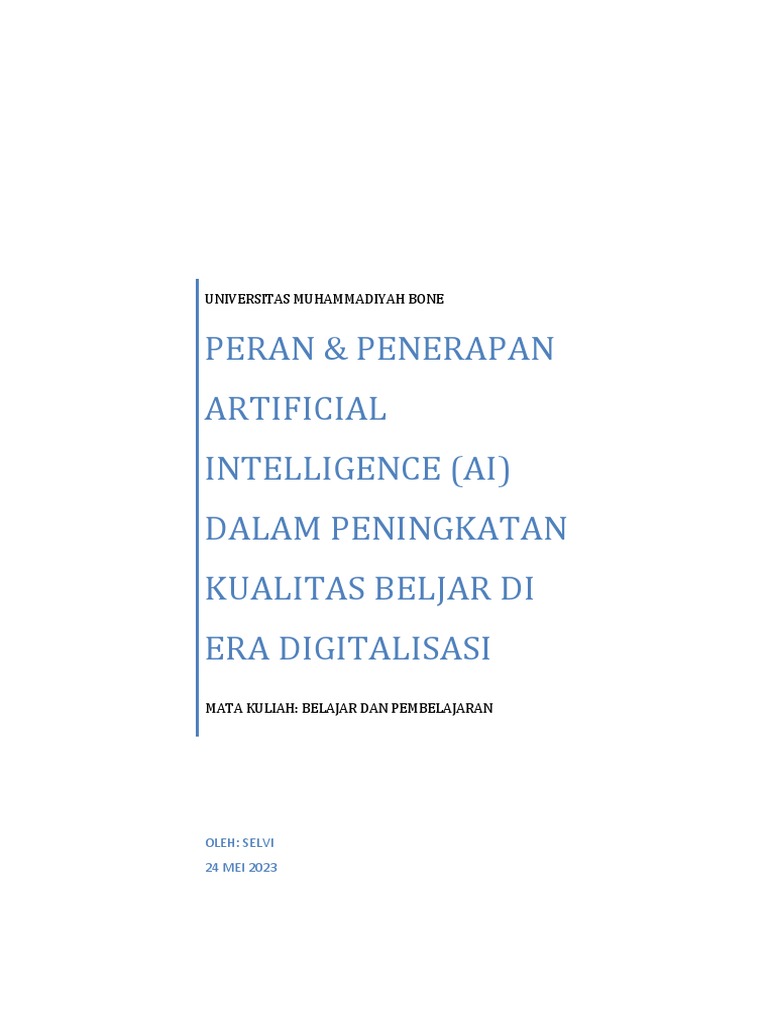 Artificial Intelligence Dalam Pendidikan | PDF