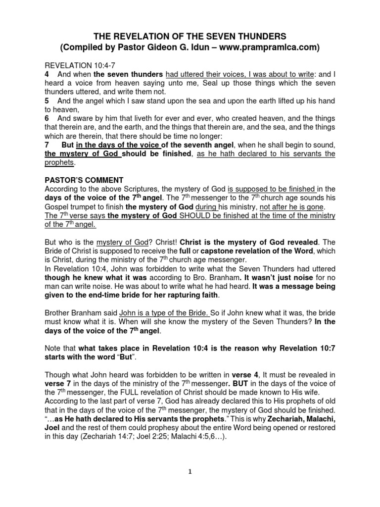 The Revelation of The Seven Thunders and The Seventh Seal | PDF ...