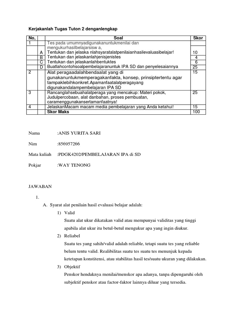 Tugas Tuton 2 PDGK4202 Anis | PDF