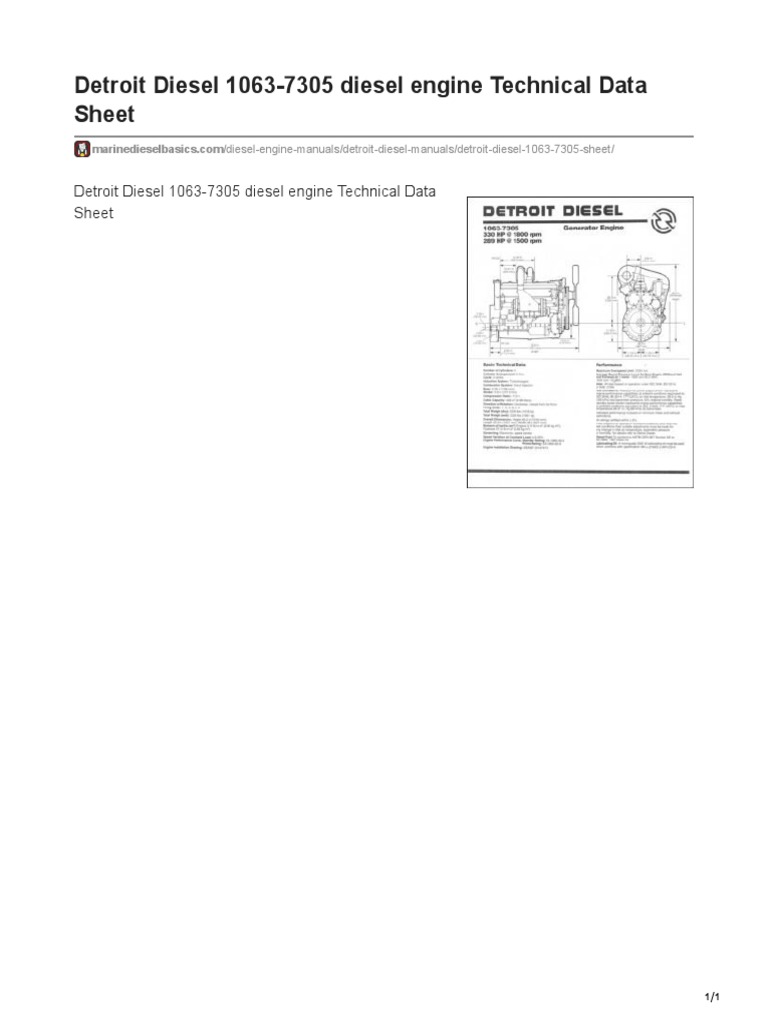 Detroit Diesel 1063-7305 Data Sheet | PDF