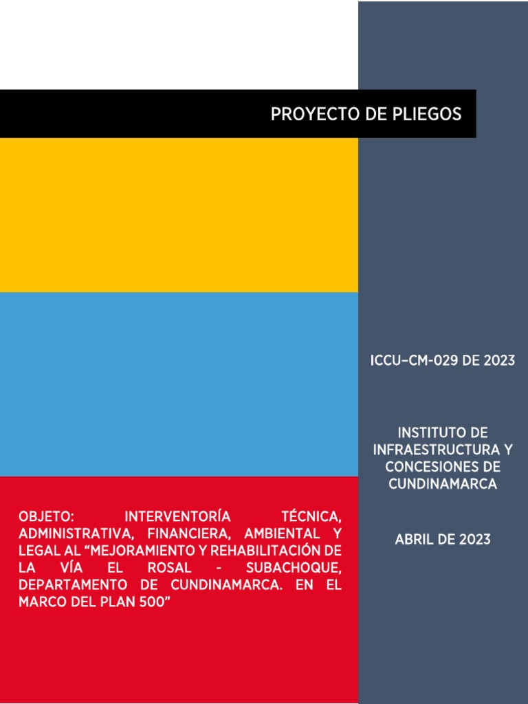 Proyecto de Pliego de Condiciones - ICCU-CM-029 de 2023 | PDF | Dólar de los Estados Unidos