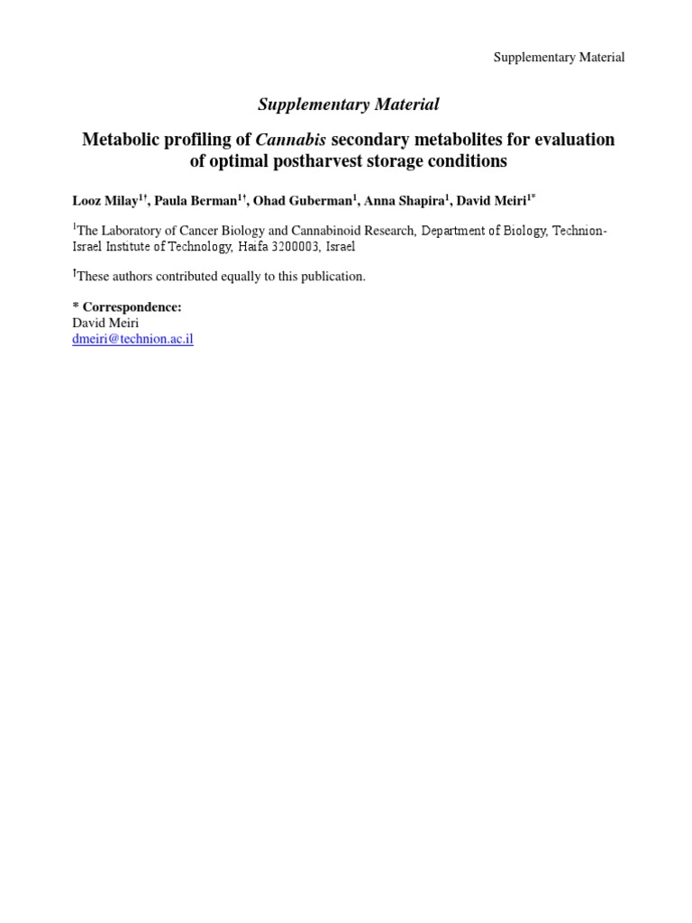 Metabolic Profiling of Cannabis SD | PDF | Cannabis