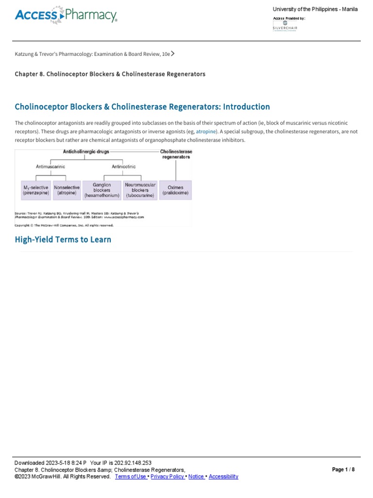 Cholinoceptor Blockers & Regenerators | PDF | Medical Specialties ...