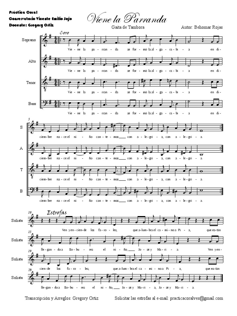 Viene La Parranda Satb Pdf Musica Coral Música Vocal 