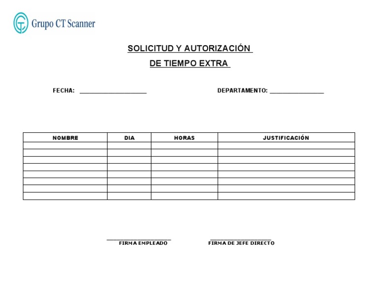 Formato De Tiempo Extra Pdf