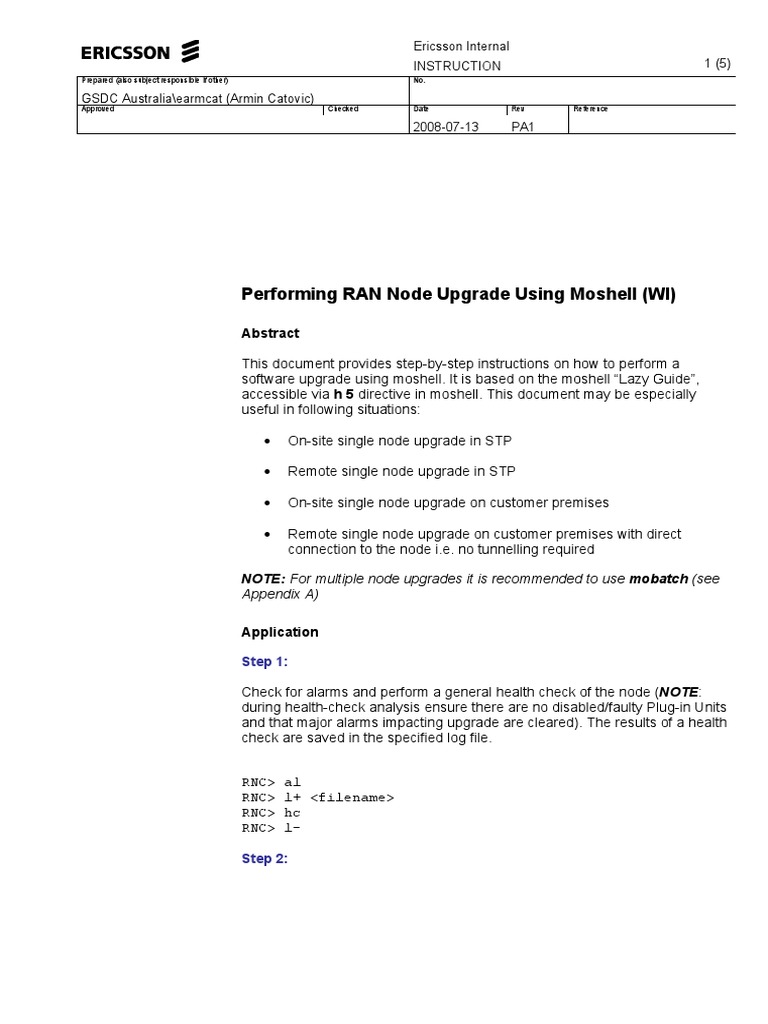 Upgrading SW Using Moshell | PDF | File Transfer Protocol | Software