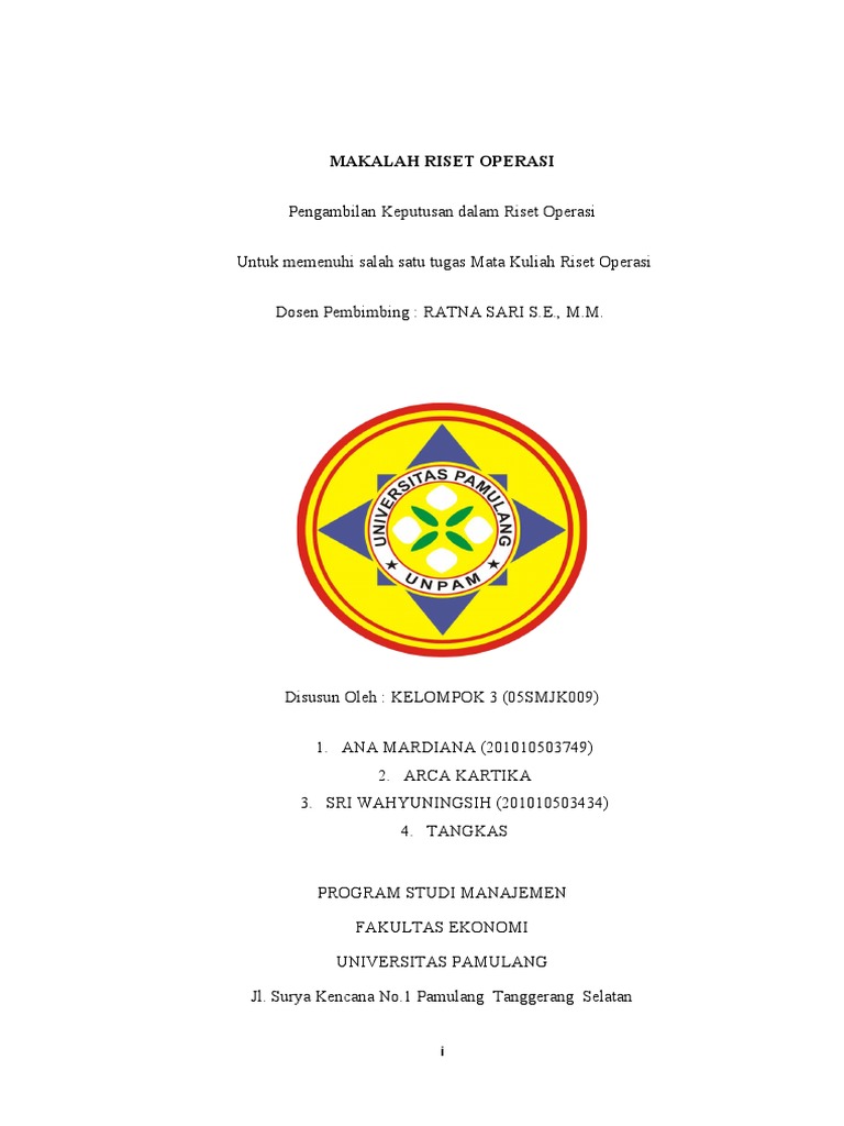 Contoh Makalah Riset Operasi | PDF