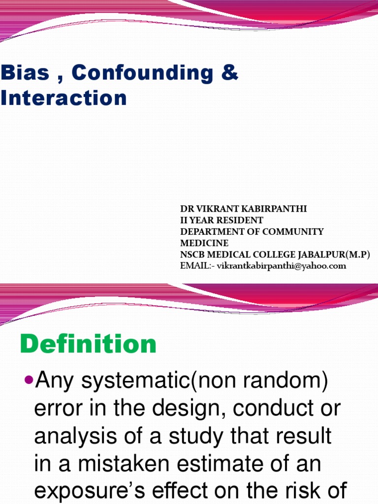 Bias & Confounding | Confounding | Cohort Study