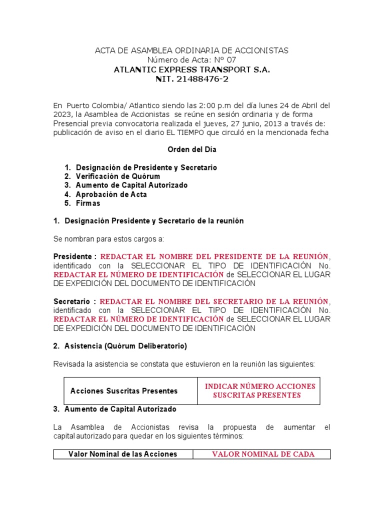 Aumento Capital | PDF | Compartir (Finanzas) | Inversiones