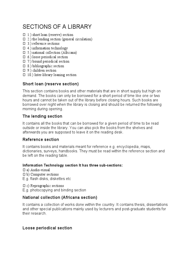 Sections of A Lib | PDF | Libraries | Books