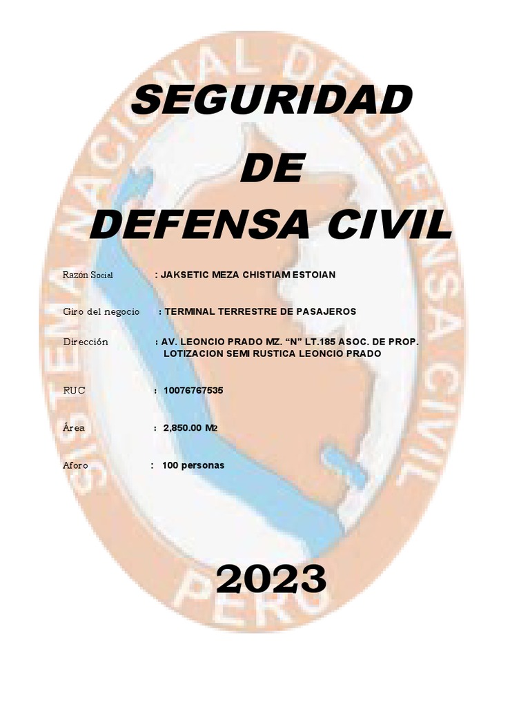 Plan de Seguridad Terminal Terrestre | PDF | Defensa Civil | Primeros ...