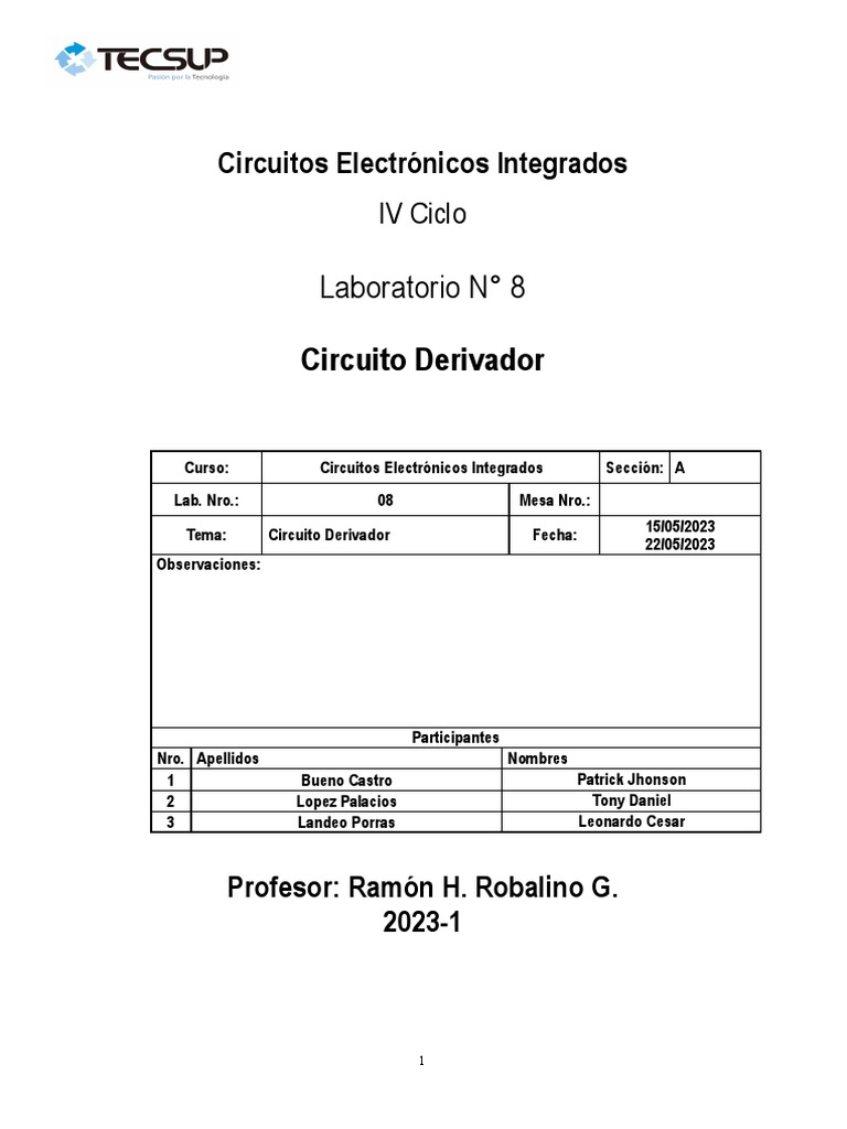 C16 - L8 - Circuito Derivador. | PDF | Amplificador | Resistor