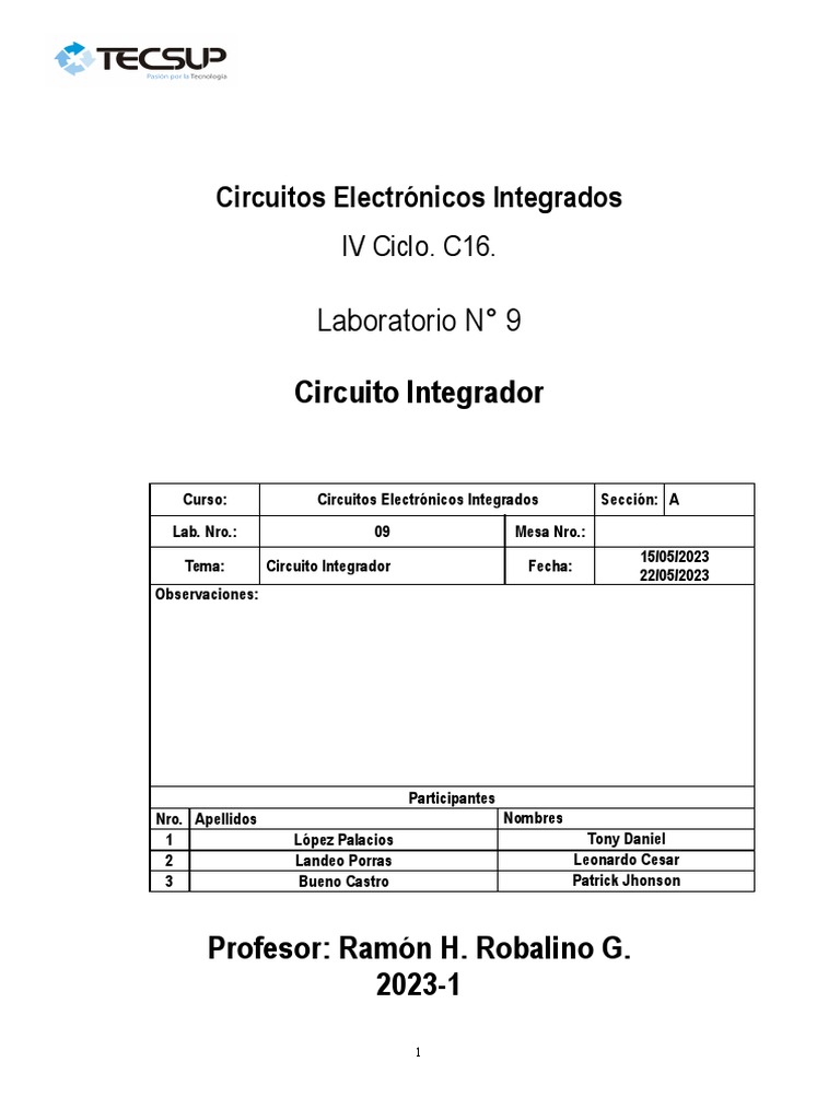 C16 - L9 - Circuito Integrador | PDF | Frecuencia | Olas