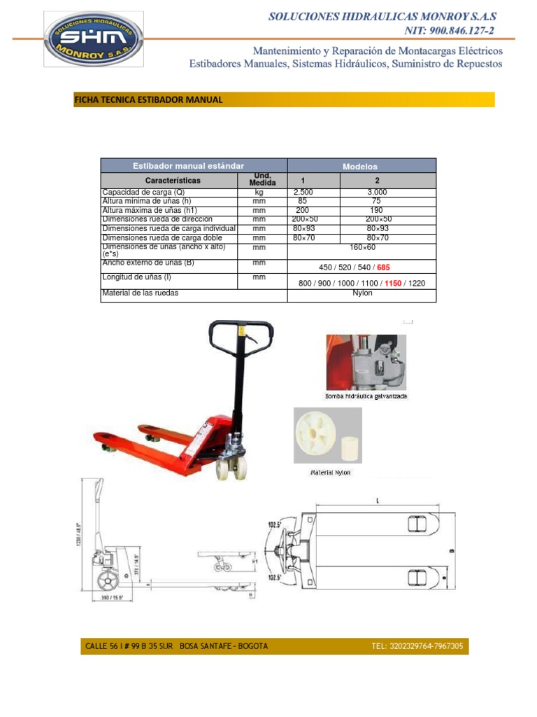 Ficha Tecnica Estibador | PDF