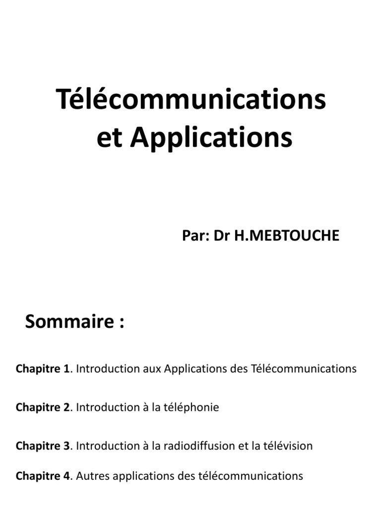 Applications des Télécommunications | PDF | Télécommunications | Électron