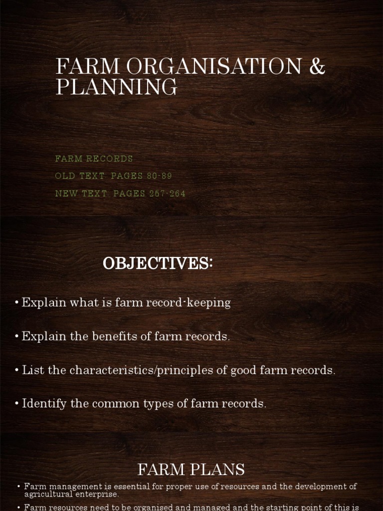 Farm Organisation and Planning | PDF | Farms | Inventory