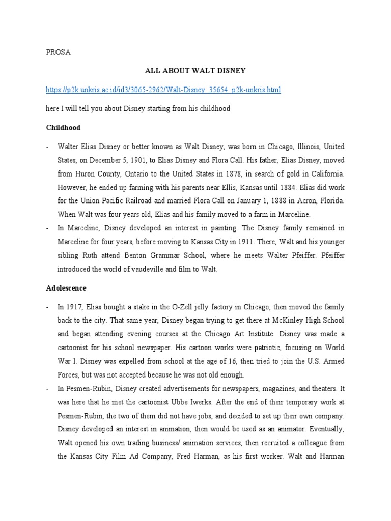 History of Walt Dinsey | PDF | Walt Disney