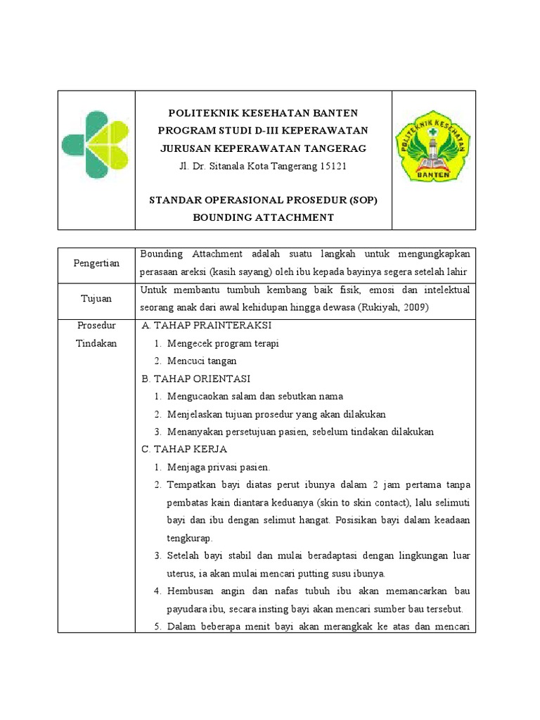 SOP Bounding Attachment Keperawatan | PDF
