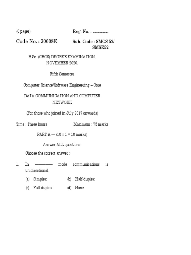 DCN 2020 | PDF | Computer Network | Duplex (Telecommunications)